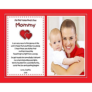 First Valentine's Day Gift, Mommy Poem From Newborn Baby Boy or Girl, 8x10 Inch Print Personalized With Names and Photo