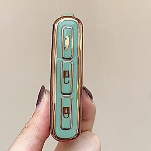 SANRILY for Volvo Key Fob Cover Keyless Full Protection Key Case for Volvo XC90 XC60 S60 XC40 Soft TPU Golden Edge Key Shell with Keychain Black