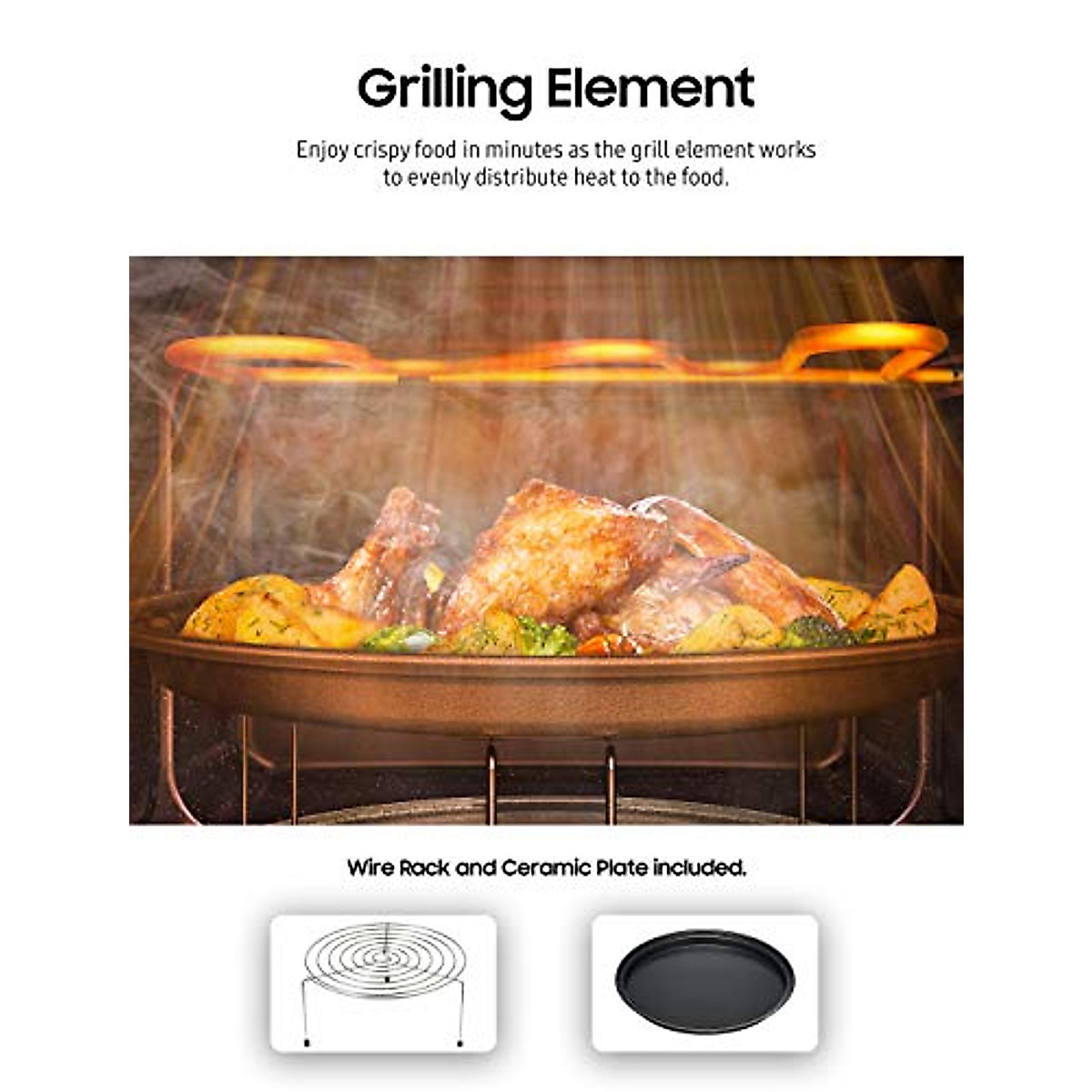 Samsung MG11T5018CC Countertop Oven with 1.1 Cu. Ft. Capacity Element Counter Top Grill Microwave, Charcoal