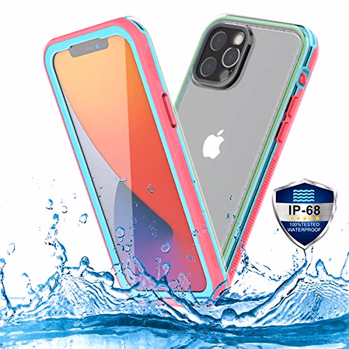 PINGTEKOR iPhone 12 Pro Max Waterproof Case,IP68 Full Sealed Snowproof Dustproof Shockproof Heavy Duty Protection Cover with Screen Protector and Translucent Back Cover for iPhone 12 Pro Max 6.7 Inch