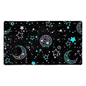 Bath Tub Shower Mat - Anti-Slip PVC Material 15.1x26.8 in, Gentle Cushioning Quick Drying Suction Cups Reliable Solution - Pattern with Moon and Stars Non-Slip Floor Mat