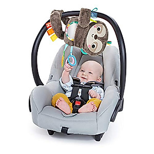 Bright Starts Slingin’ Sloth Travel Buddy Plush Stuffed Animal Take-Along Stroller or Carrier Toy, Ages 0 Month+