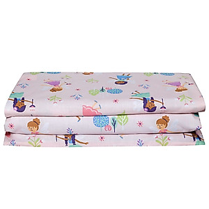 Wildkin Kids Nap Mat Cover – Soft, Sewn-in Flap, Durable & Fits 1.5"" Vinyl Sleep Mats - Fairy Garden