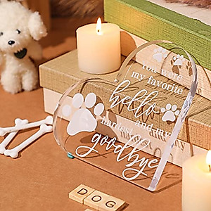 PET Memorial Gift Dog Sympathy Gift for Loss Bereavement Crystal Acrylic Heart Decor Remembrance Gifts Cat Memorial Gifts Crystal Acrylic Heart Condolence Gifts for Loss of Loved One