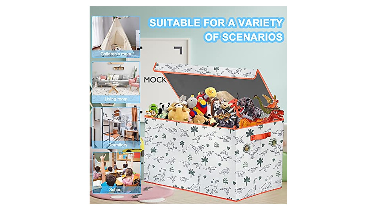 VERONLY Extra Large Toy Chest for Kids - Collapsible Dino Storage
