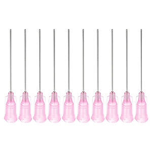 PATIKIL 20Ga x 1.5 Inch Dispensing Needle Tips, 50Pcs Stainless Steel and Plastic Glue Needle Tube Blunt Tips with Luer Lock for Glue Oil Applicator, Pink