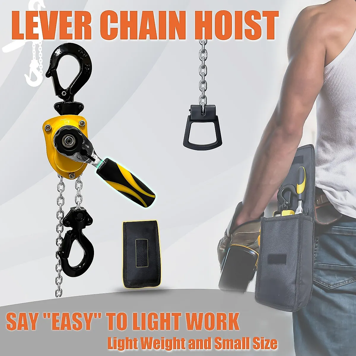 KITUYOTO Mini Chain Hoist 1/2 Ton(1100lbs)-Manual Lever Chain Hoist 5Ft Lift with Safety Hooks|Miniature Come Along Winch Heavy Duty Puller Workshop|Portable Ratchet G80 Chain Fall Hoist for Garages