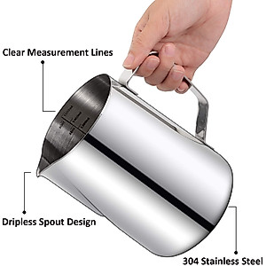 Nicunom 50oz Milk Frothing Pitcher, Stainless Steel Coffee Tools Cup Steaming Pitchers with Decorating Art Pen, Milk Coffee Cappuccino Latte Art Milk Jug Cup for Espresso Machines Latte Art