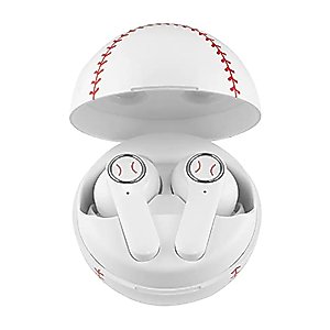 RIYIN Wireless Earbuds Bluetooth Headphones Touch Control with Wireless Charging Case IPX5 Waterproof Stereo Earphones in-Ear Long Battery Life Football Basketball Baseball Model (Baseball Model)