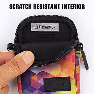 USA Gear MP3 Player Case Compatible with Apple iPod, Sandisk MP3 Player, Timmkoo, MYMAHDI 80GB, and more MP3 Player with Bluetooth - Wrist Strap, Pocket for Earbuds, USB Cable, Memory Card (Geometric)