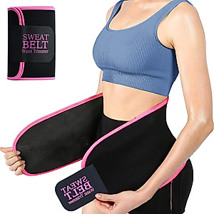 ZPP Waist Trainer for Women and Men, Neoprene Sweat Band Waist Trimmer Belt Slimming Stomach Wrap for Workout Black/Pink
