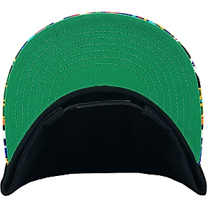 KNW-1469AZ BLK Aztec Snapback Hat Blank Cap Cotton & Wool Blend Flat Visor