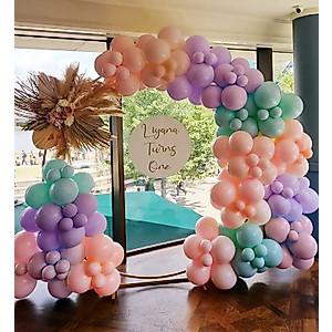 Double Stuffed Pastel Balloon Garland Pink Purple Green Balloons Rainbow Balloon Arch With Gold Metallic Latex Balloons Kit For Mermaid Baby Shower Princess Ice Cream Birthday Candy Party Decorations