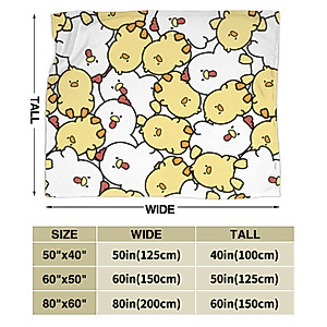 Chicken Blanket, Cute Cartoon Hen Super Soft Warm Bedding Bed Throw Blankets Girls Boys Gifts for Couch Bedroom Sofa Office, All Season Cozy Flannel Plush Blanket for Kids Adults, 50"X40"