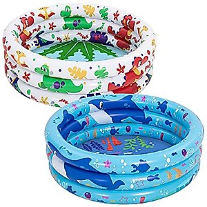 34'' Dinosaur & Ocean Inflatable Kiddie Pool Set, 2 Pack Summer Fun Swimming Pool for Kids Water Pool Baby Pool Pit Ball Pool for Ages 3+
