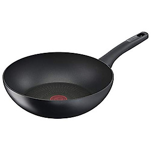 T-fal G26519 Frying Pan, 11.0 inches (28 cm), Deep Type, Wok, IH Compatible with Gas Stoves, Induction Hard Titanium Unlimited Wok Pan, Non-Stick, Black