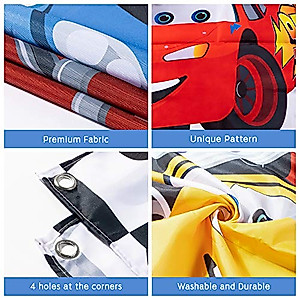 PANTIDE Race Car 2nd Birthday Party Backdrop Decoration, Two Fast Photography Background Banner, Large Poster Party Photo Props Wall Décor, Let’s Go Racing Party Supplies for Baby Boys Two Years Old