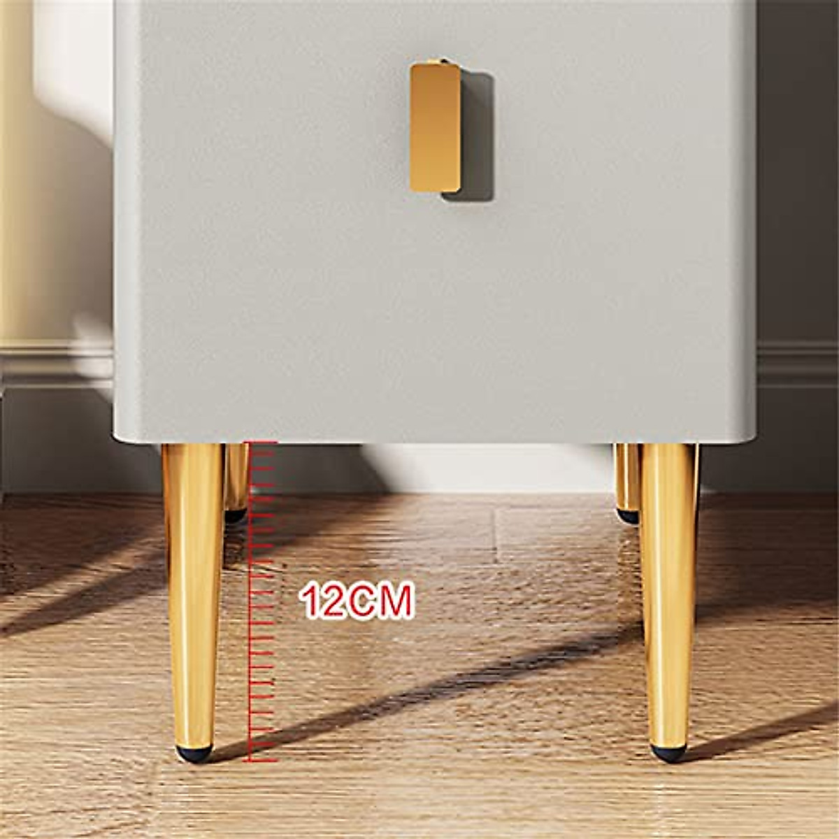 NIUYAO Nightstand Modern Solid Wood with 2-Drawer Storage Bedside Table Marble Top Practical End Side Table Bedroom Furniture -White/Gold 10" L x 16" W x 20" H