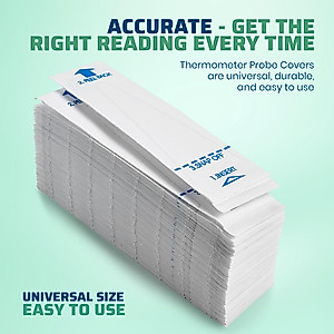 Thermometer Probe Covers - Pack of 200 | Universal and Disposable Probe Cover Box for Digital Thermometer for Accurate Sanitary Oral, Rectal and Underarm Digital and Glass Thermometers Reading