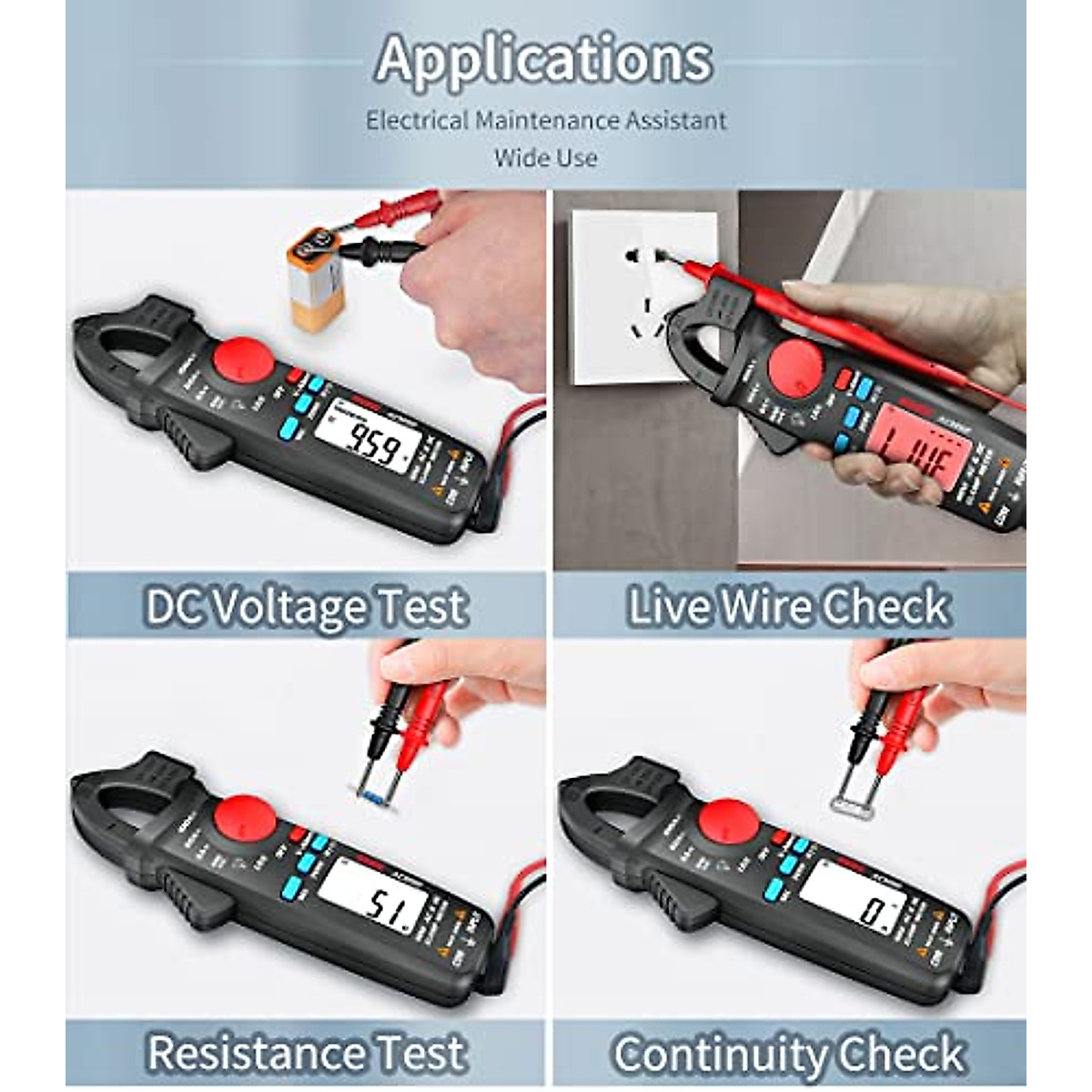 Digital Clamp Meter DC/AC Current 100A 0.1/1mA Ammeter Voltage Resistance Hz V-Alert Mini Multimeter Frequency Tester amp Meter