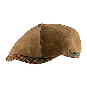 Alfonso D'Este Kioto-18 Leather Newsboy Cap Size L Marron