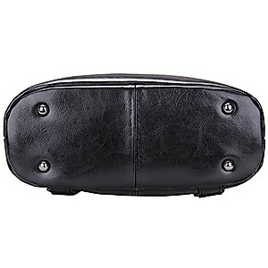 HESHE Leather Backpack Designer Purse for Women Fashion Travel College Shoulder Bag (Black-R)