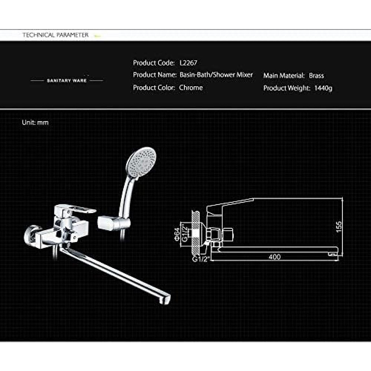 Kitchen Taps Bathtub Faucet With Handheld Wall Mounted Long Spout Shower Bathroom Faucet Mixer Bath Shower Bathtub Faucets