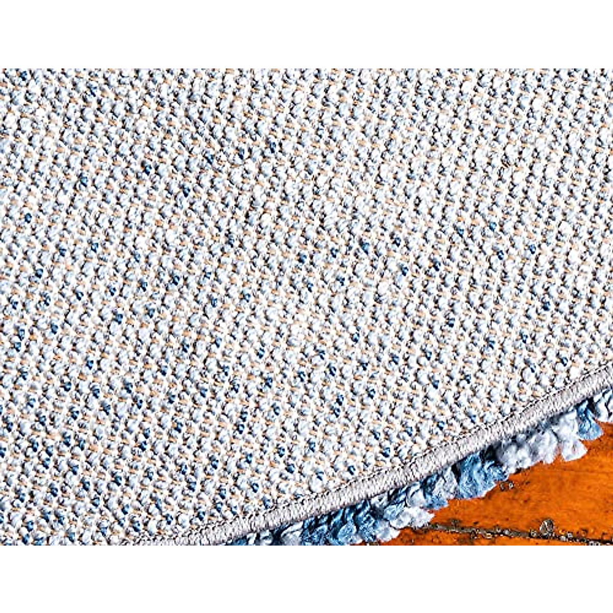 Unique Loom Hygge Shag Collection Modern Moroccan Inspired, Plush & Cozy Area Rug, 3 ft 3 in x 3 ft 3 in, Blue/Ivory