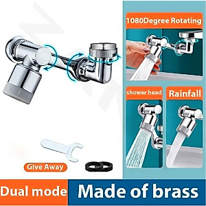 New Rotating 1080° Robotic Arm Faucet -【Universal Model】Splash Filter Faucet, Large Angle Rotating Robotic Arm Water Nozzle Faucet Adaptor w/ 2 Water Outlet Modes, Faucet Extender for Face Wash (1)