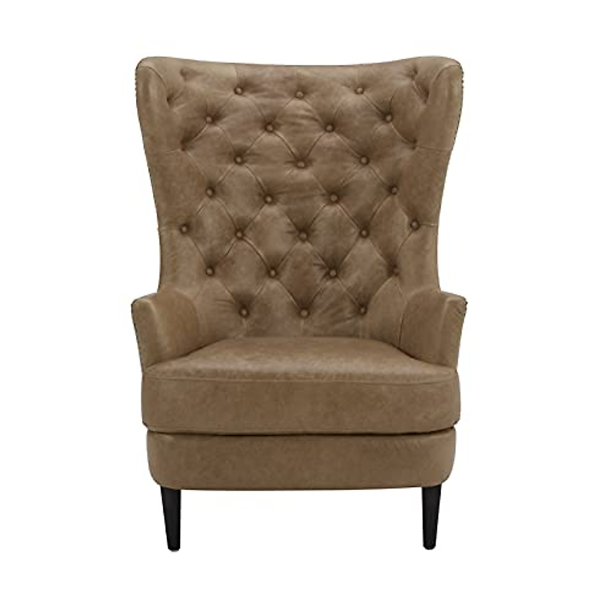 Amazon Brand – Stone & Beam Hansberry Wingback Leather Living Room Accent Chair, 32.7''W, Cognac