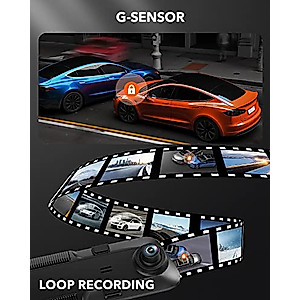 WOLFBOX G840H 2.5K Mirror Dash Cam,12'' Mirror Dash Cam Front and Rear,1080P Rear View Mirror Camera,Dual Dash Camera for Cars with 32GB TF Card & GPS,Super Night Vision,Parking Monitoring