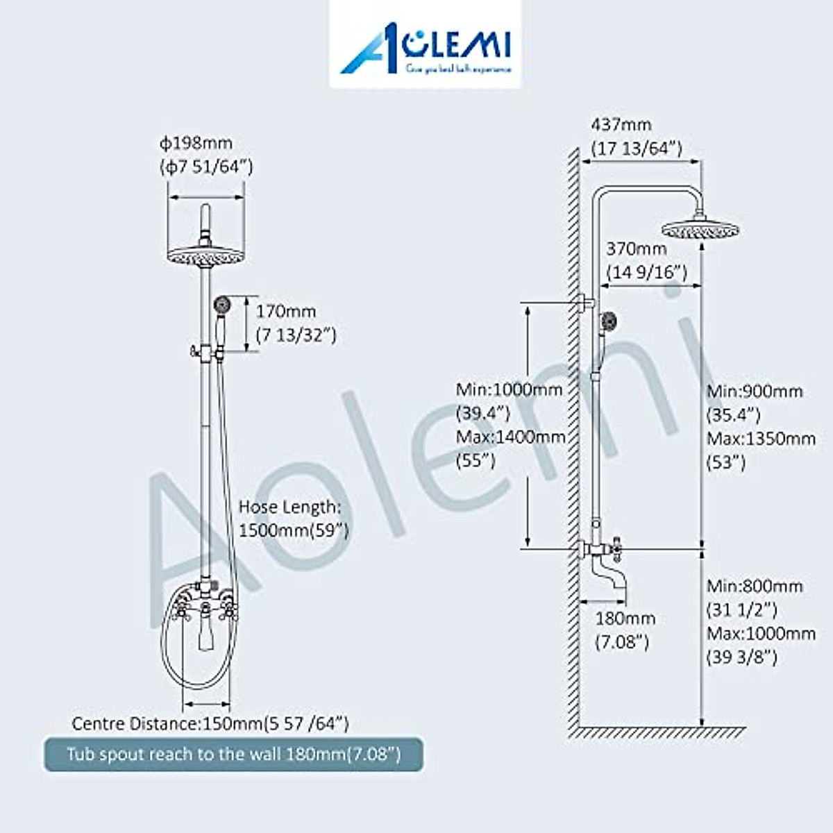 Aolemi Antique Brass Tub Shower Faucet 8 Inch Shower Head Vintage Shower Fixture Set Mixer Handheld Spray Triple Function Shower Combo