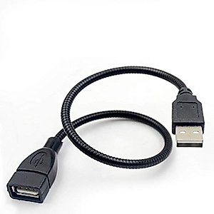 Duttek USB Gooseneck Cable, USB2.0 Cable, USB 2.0 Type A Male to Female Jack Sync Data Flexible Extension Gooseneck Cable Cord 30CM/1FT
