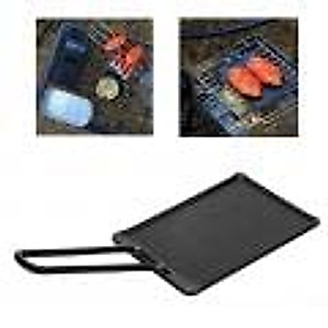 Yosoo Cast Iron Grill Pan, Non Stick Coating Grill Pan with Handle for Cooking Various Food Camping BBQ Grill Pan