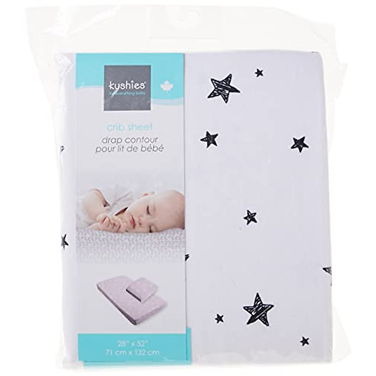 Kushies Crib Sheet Flannel Scribble Stars Black & White (S330-609)