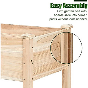 AMERLIFE Raised Garden Bed 48x30x24 Inch - Elevated Wooden Planter Box Stand with Legs for Vegetable Flower Herb Outdoor Gardening Backyard Patio,30 Inch Height 380 lbs Capacity