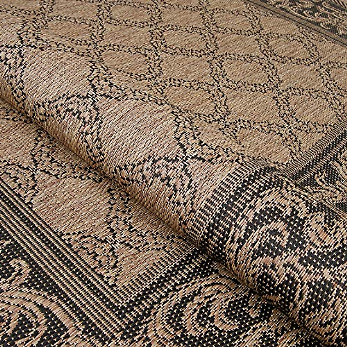 Couristan Recife Garden Lattice Indoor/Outdoor Area Rug, 8'6" Square, Cocoa-Black