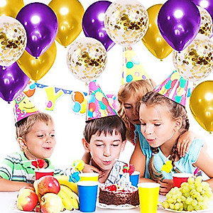 50PCS Purple Balloon Garland with Gold Confetti Balloons Kit, 12 Inch Premium Latex Balloons for Party Supplies, Great for Wedding Anniversary Baby Shower Birthday Festival Decorations