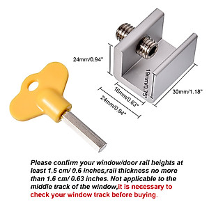 Maxdot Sliding Window Locks Adjustable Security Window Lock Window Stoppers Aluminum with Key Childproof Safety Window Lock Clamps for Vertical Horizontal Slide Door Windows(4 Sets)