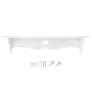 STARNOONTEK Hollowed Love Shape Wall Shelf,23inch White PVC Wood-Plastic Board Wall Mounted Floating Shelf Hanging Storage Rack for Kitchen Living Room Organizer