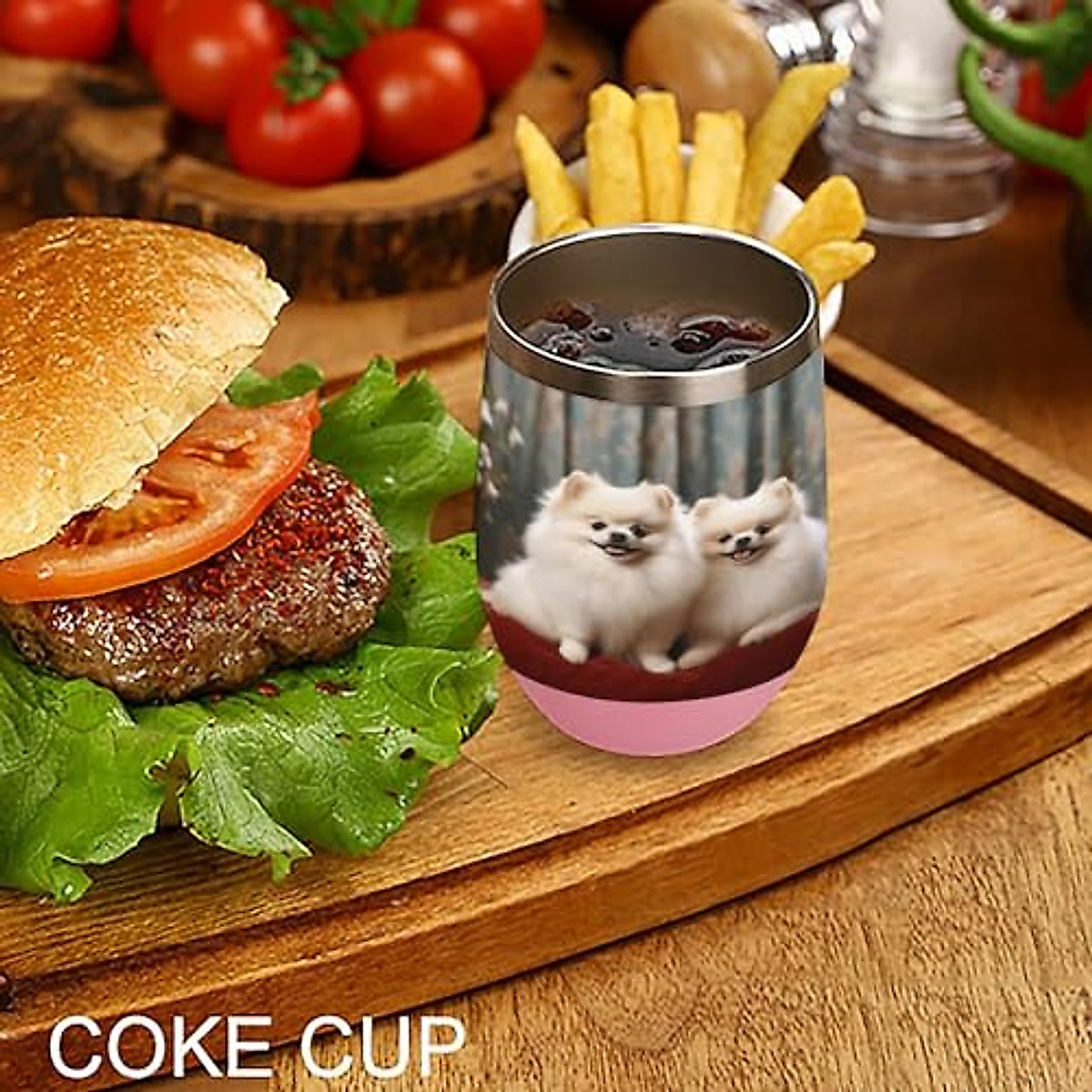 WYUSPGK 304 Stainless Steel Insulated Cup, Short-haired Pomeranian Dog Print Smooth Rim, Durable & Reusable - Perfect for Office, Home, And Travel