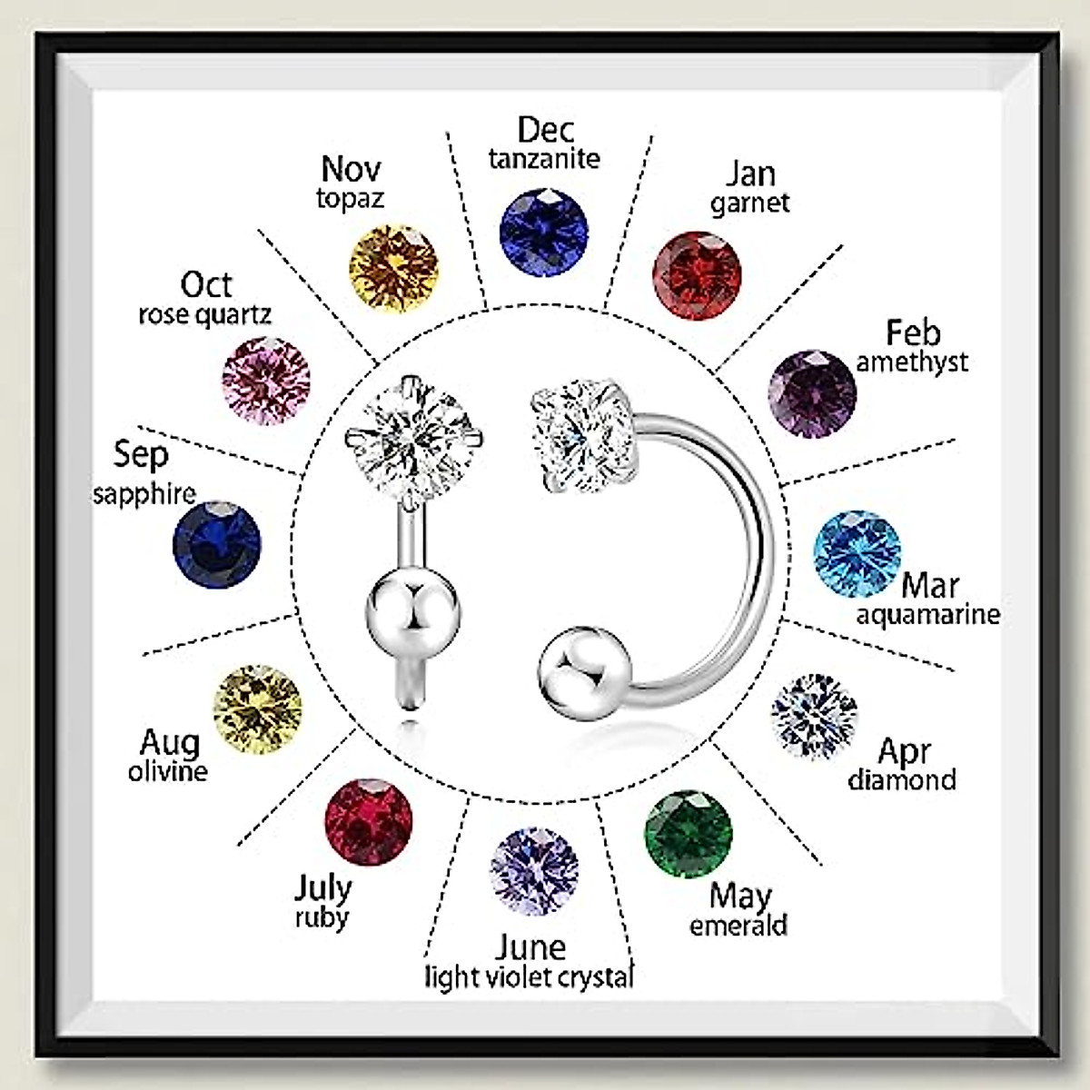 VDKIDKT Natural Birthstone Earrings for Women Teen Girls Small Huggie Half Hoop Earrings Tiny Cartilage Hypoallergenic Stud Screw Earrings (Silver, 5.May-Emerald)