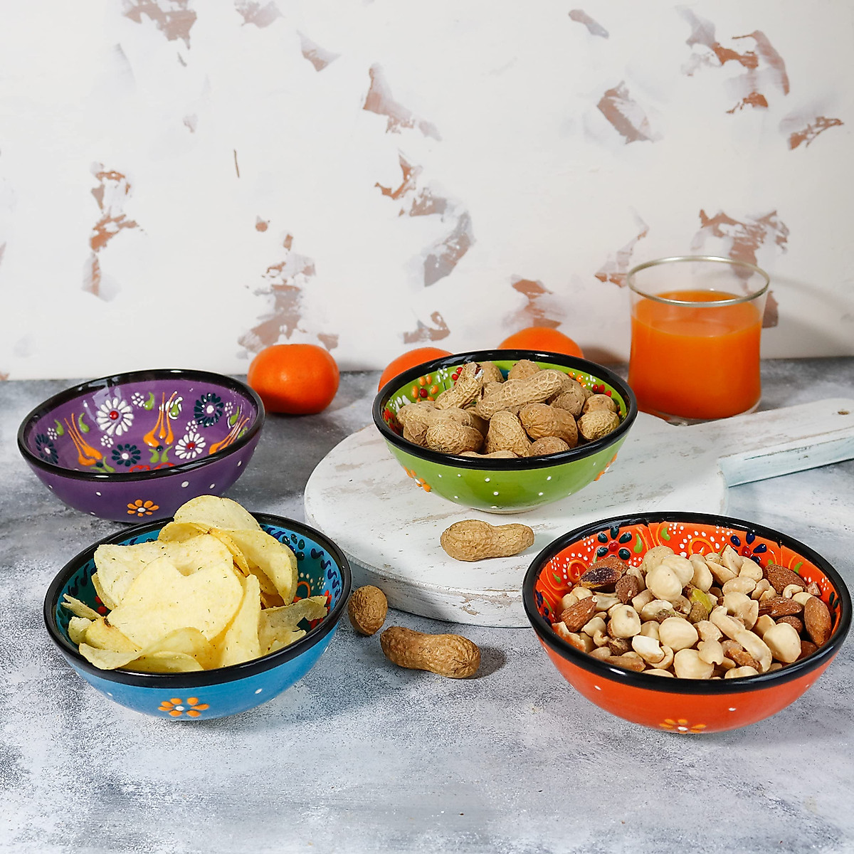 Ali Ceramic Bowls 4.72 Inches Set of 4 Dishwasher Microwave Safe Ceramic Bowls for Cereal Salad,Fruit,Vegetable,Ice Cream,Soup,Yoghurt,Olive,Cheese,Colorful Eating Cup