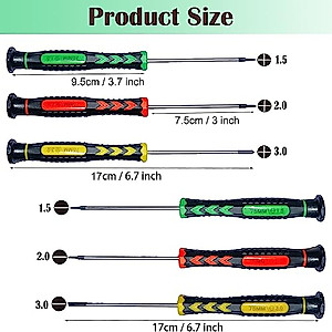 Screwdriver SET OF 6 - Magnetic Flathead and Phillips With NON-SKID Handle in Different SIZES / COLORS - Professional Repair Tool Kit For Electronics/ iPhone/ PC/ Jewelry/ Watch/ Eyeglass
