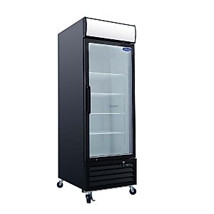 27" W Commercial Glass Door Merchandiser Freezers, Lockable Wheels, 19.3 Cu.ft Restaurant Freezers ETL Commercial Freezers with LED Top Panel Upright Freeze Storage