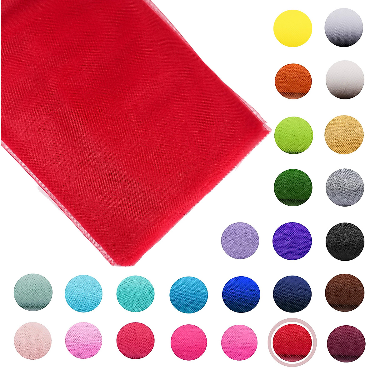 Craft And Party, Red Fabric Tulle Roll 54 Inch by 40 Yards (120 ft) Fabric Tulle Bolt for DIY Tutu Skirt, Wedding and Decoration (Red)