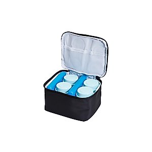 Zomee Breastmilk Baby Bottle Cooler Travel Bag - Insulated to Keep Milk Cold - Includes 2 Ice Packs and 4 Bottles - Perfect for Nursing Moms