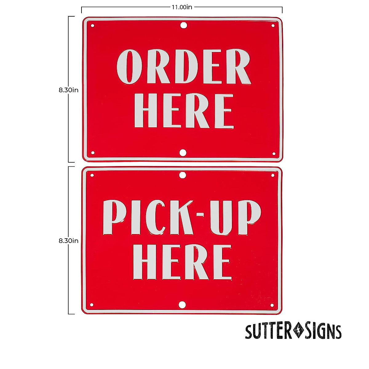 Order Here Pick Up Here Aluminum Sign Set | Coffee Bar, Food Truck, Ice Cream Shop, Store Display and Decor Signs. Aluminum Signs, 11" x 8.3"