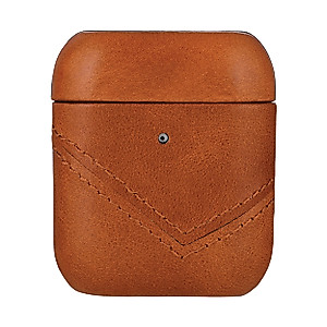 Bullstrap Premium Leather Case Compatible with Apple AirPods 1 & 2, Wireless Charging, Two-Piece Design (Sienna)