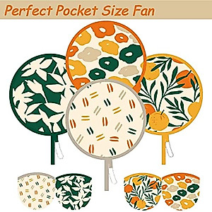 SUJJY 4 PCS 4 Abstract Styles Handheld Compact Cooling Fans Foldable Multi-Role Round Fans for Outdoor Games, Party Decoration（Summer）
